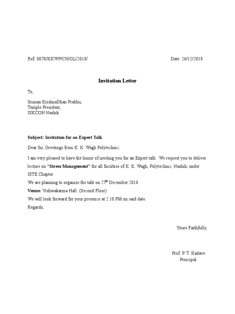 Invitation Letter Sample | PDF