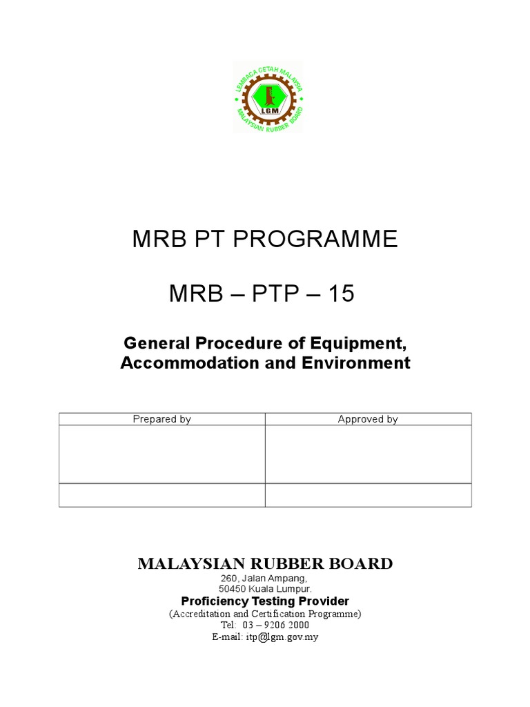 MRB PT Programme MRB - PTP - 15: General Procedure of Equipment ...
