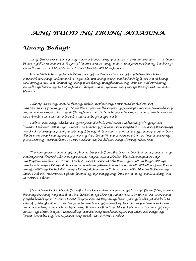 Ang Buod NG Ibong Adarna - Docx222222 | PDF