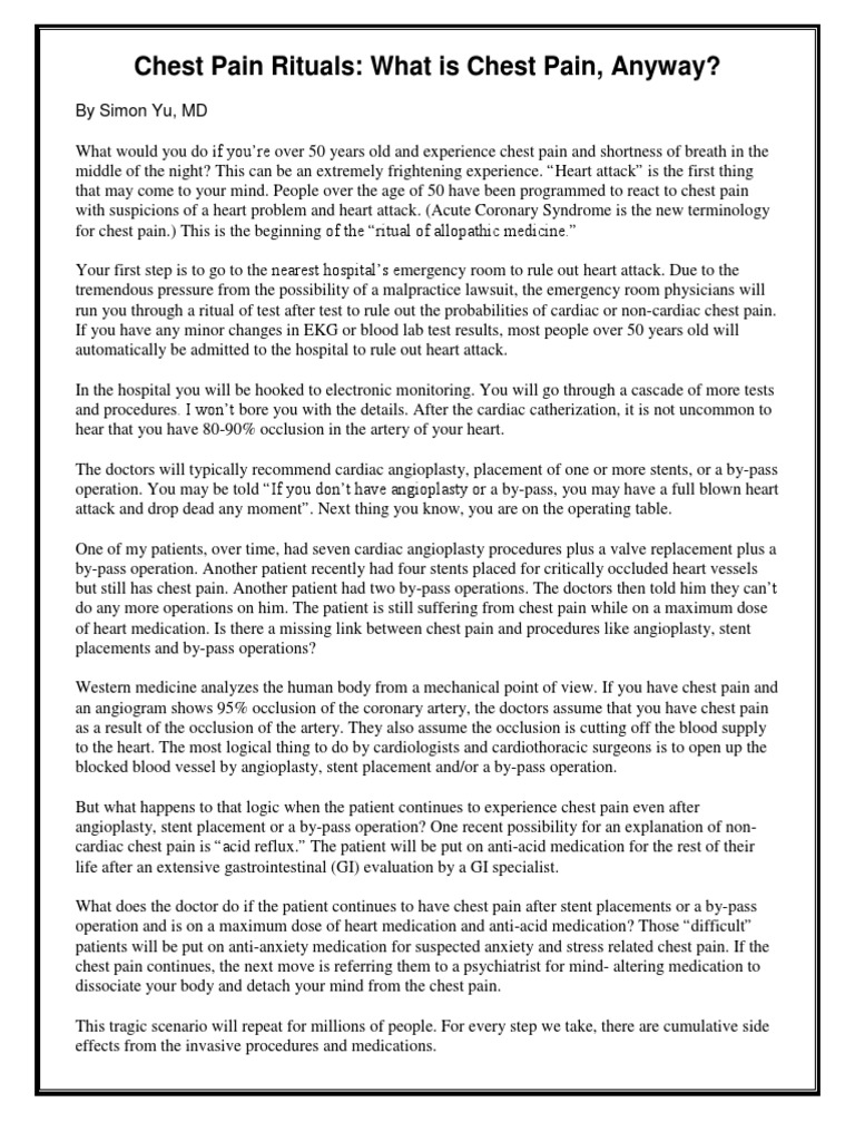 Chest Pain Rituals: What Is Chest Pain, Anyway? | PDF | Coronary Artery ...