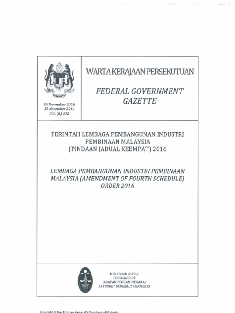 CIDB 4th Schedule Act 520 | PDF