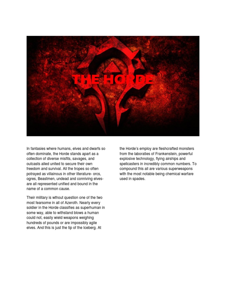 The Horde | PDF | Races And Factions Of Warcraft | Unrest