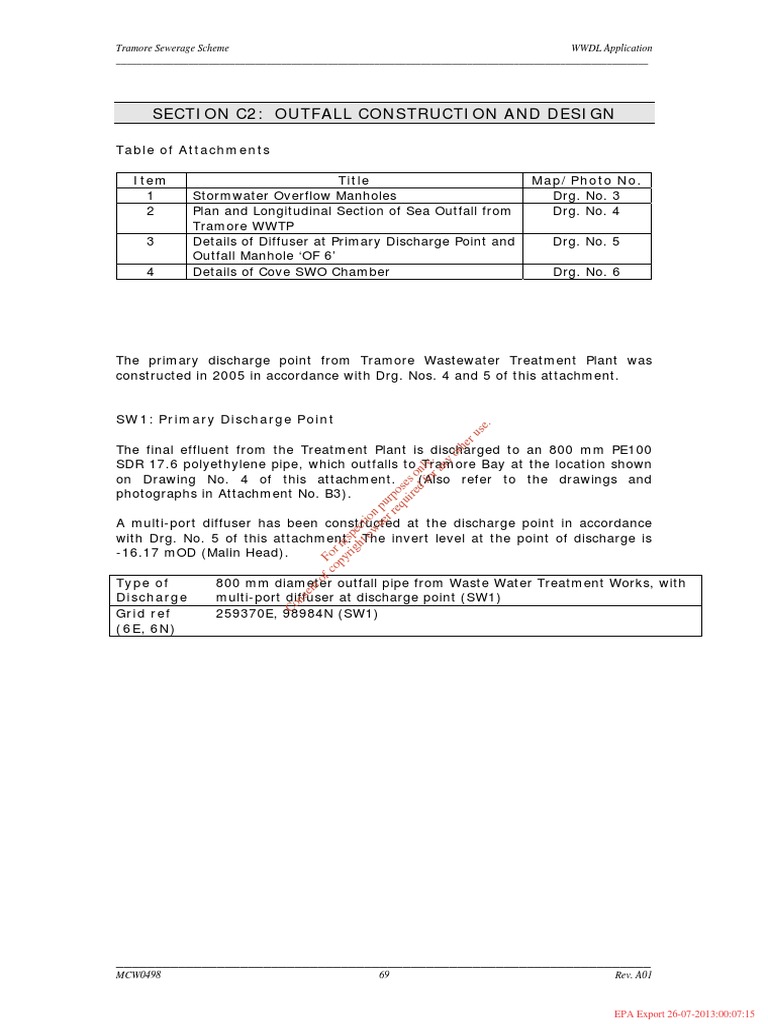 Section C2: Outfall Construction and Design: Table of Attachments Item ...