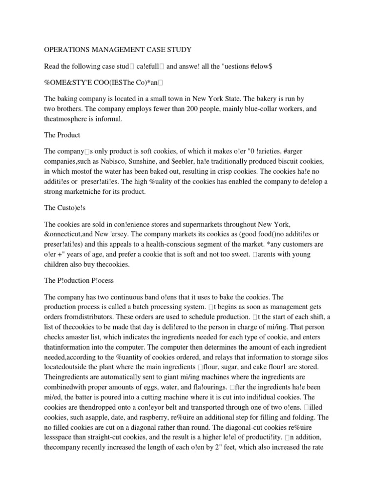 Operations Management Case Study | PDF | Baking | Baked Goods