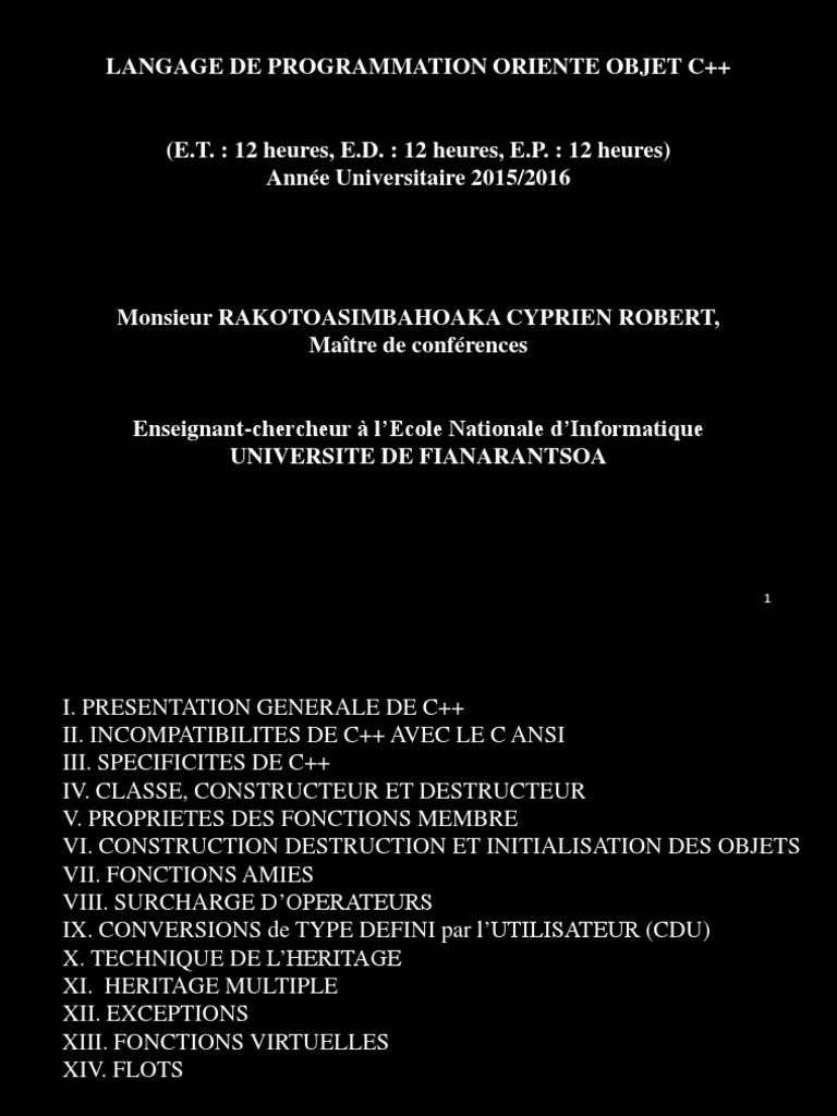 C++ : Concepts Clés et Incompatibilités avec C | PDF | C ++ | C ...
