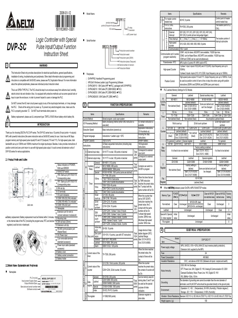 Delta SC Instruction | PDF | Programmable Logic Controller | Relay