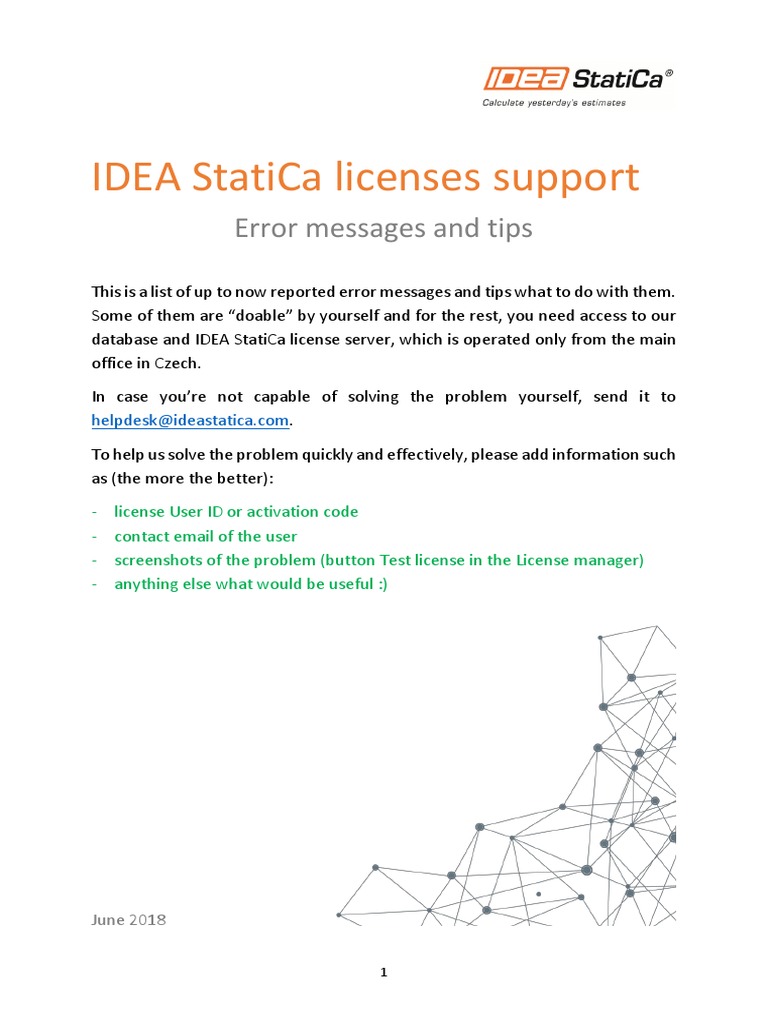 IDEA StatiCa License Error Solutions | PDF | Help Desk | Server (Computing)