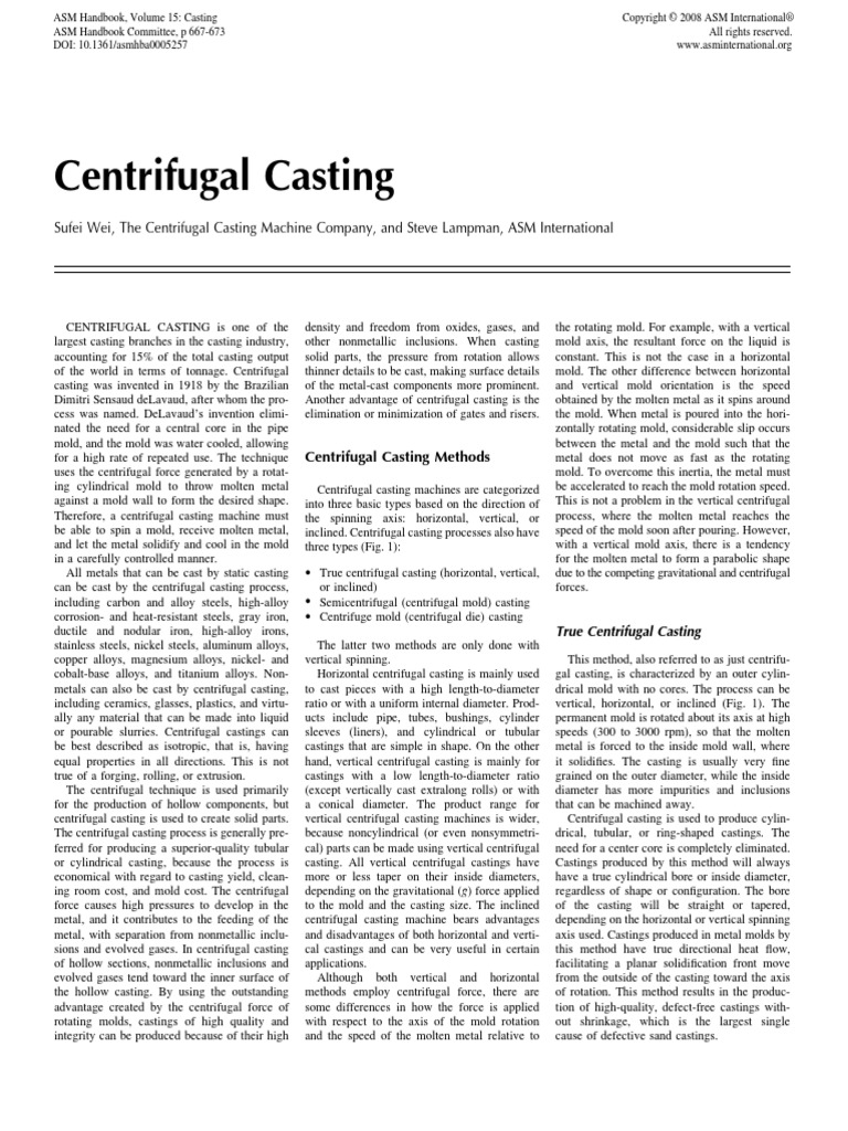 Centrifugal Casting: Sufei Wei, The Centrifugal Casting Machine Company ...