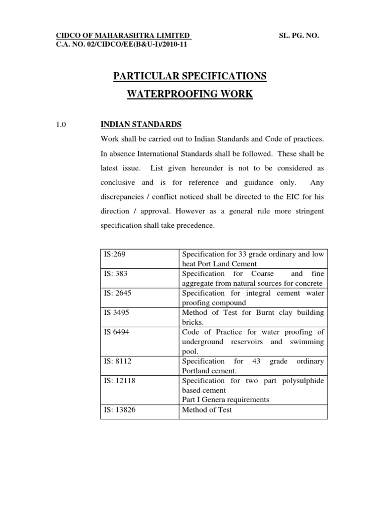 Microsoft Word - Waterproofing | PDF | Mortar (Masonry) | Concrete