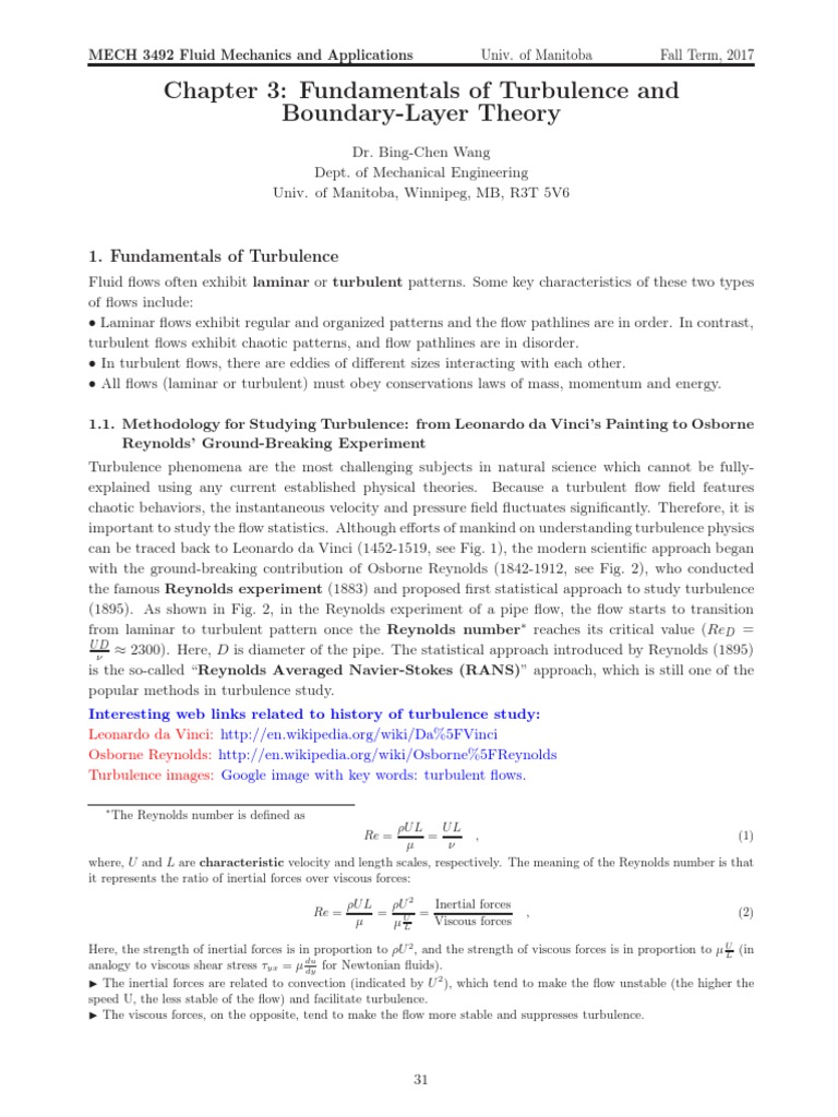 Chapter 3: Fundamentals of Turbulence and Boundary-Layer Theory | PDF | Boundary Layer | Turbulence