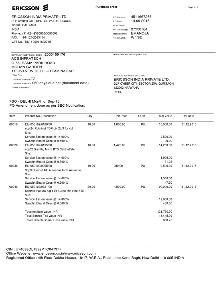 Purchase Order: Page 1 / 2 | PDF | Finance & Money Management
