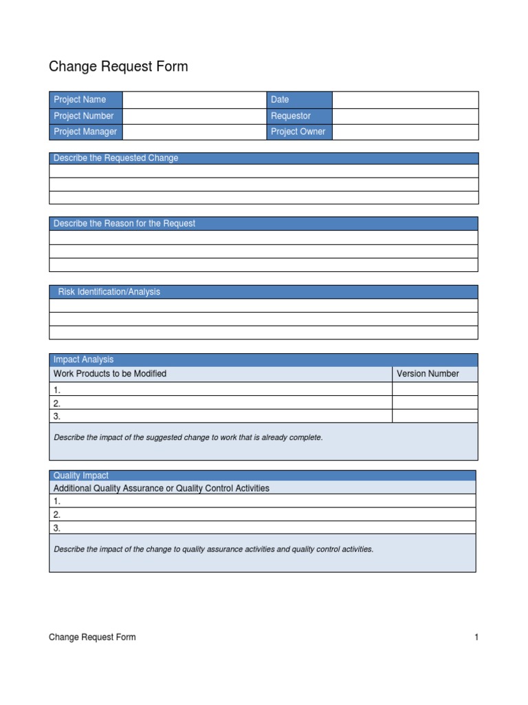 Change Request Form | PDF