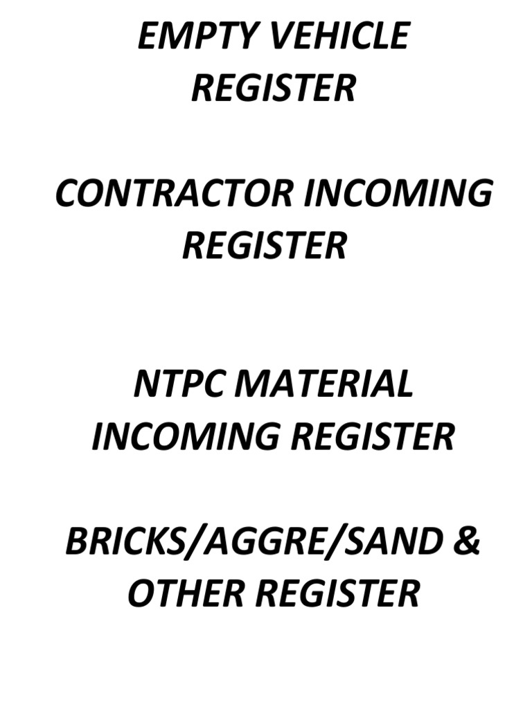 Empty Vehicle Register Contractor Incoming Register | PDF