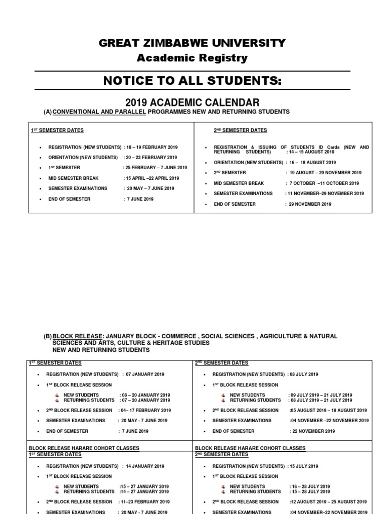 Academic Calendar 2019 PDF | PDF | Academic Term | Schools