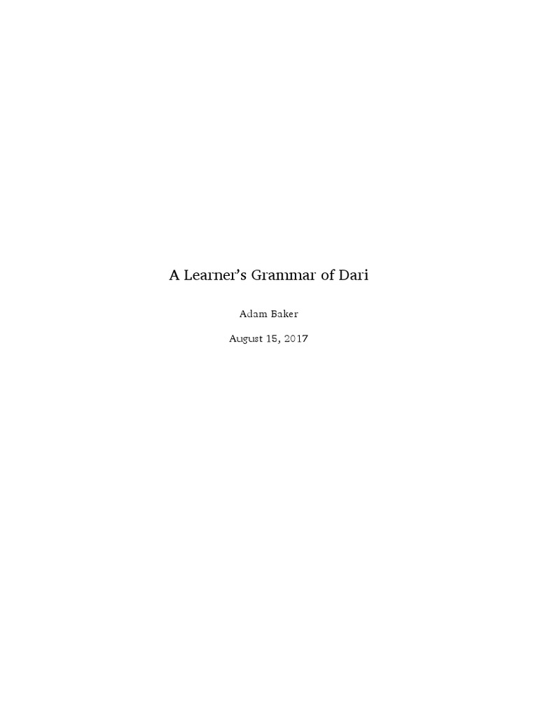 Dari Grammar | PDF | Grammatical Gender | Verb