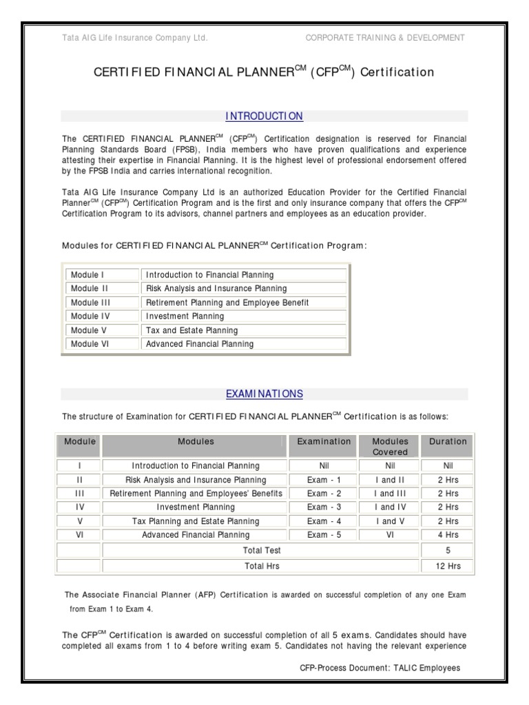 Certified Financial Planner (CFP) Certification | PDF | Professional ...