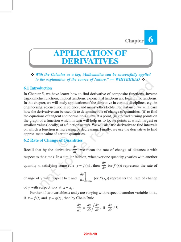 Application of Derivatives | PDF | Slope | Derivative