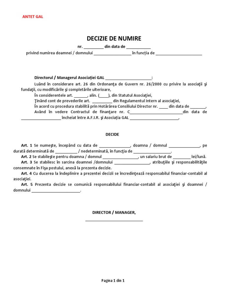 Model Decizie de Numire | PDF