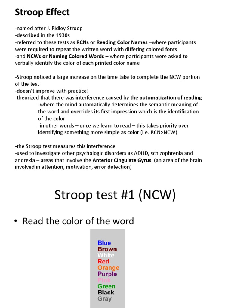 Stroop Lab | PDF | Cognitive Neuroscience | Clinical Psychology