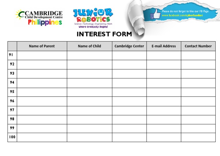 Cambridge Parent Interest Form | PDF