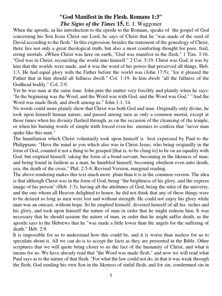 God Manifest in The Flesh | PDF | God In Mormonism | Gospel Of John