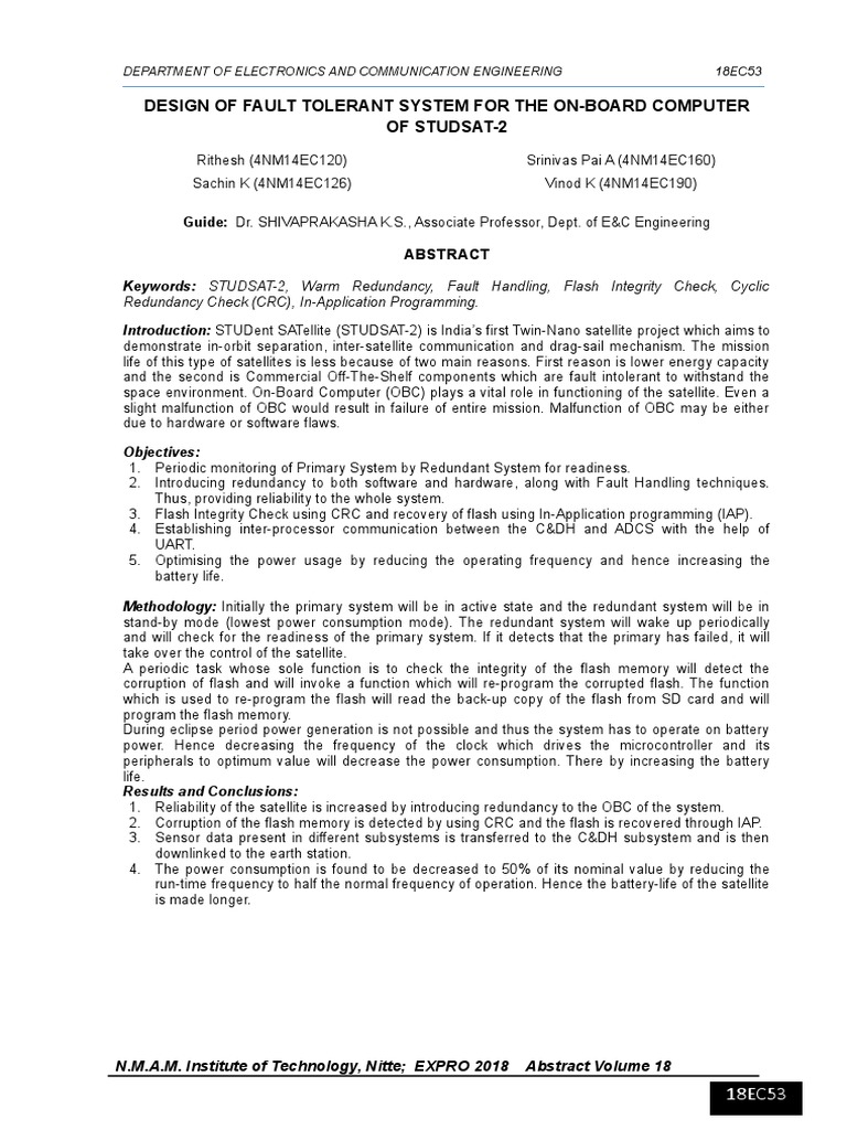 Design of Fault Tolerant System For The On-Board Computer of Studsat-2 | PDF | Flash Memory ...