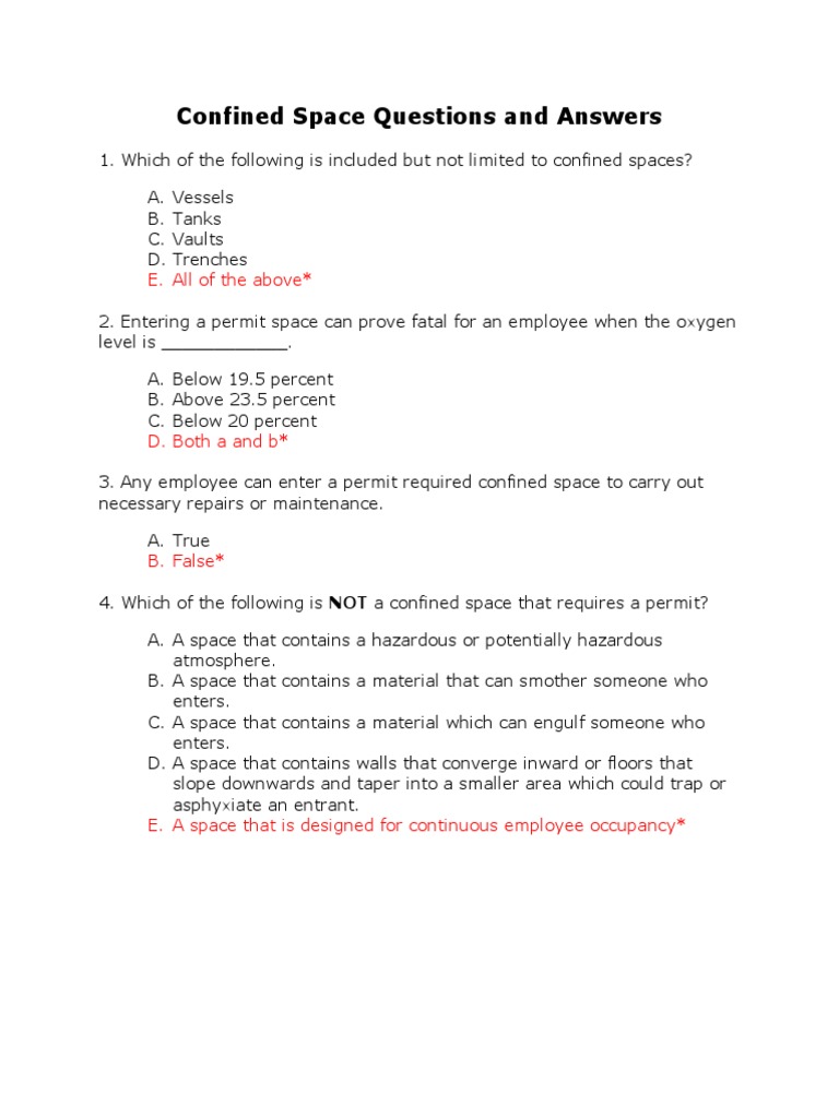 Confined Space Questions and Answers | PDF | Safety | Prevention