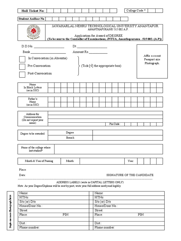 JNTUA Online Degree Application Guide | PDF | Business