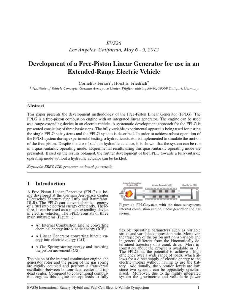 Development of A Free-Piston Linear Generator For Use in An Extended ...