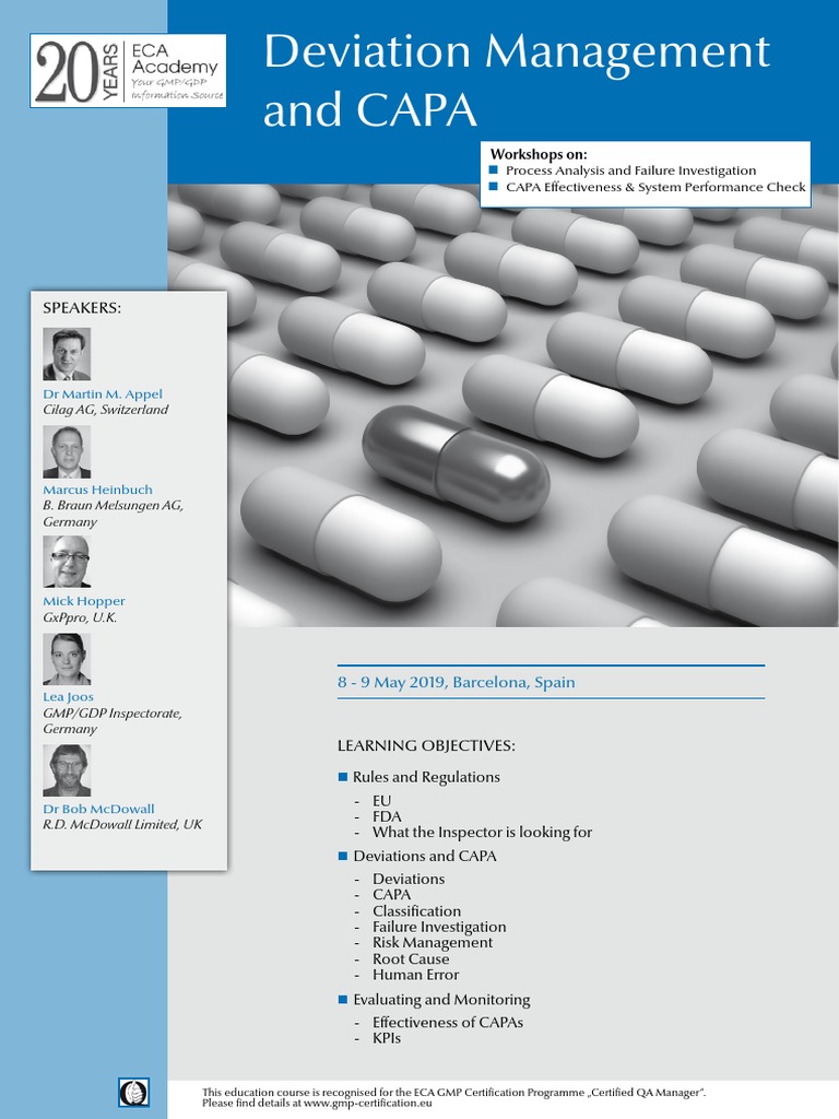 ECA Deviation Management CAPA | Risk Management | Receipt