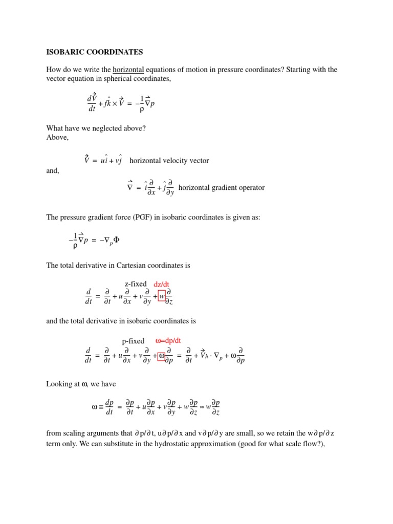 DV DT FK V P: Isobaric Coordinates | PDF | Euclidean Vector ...