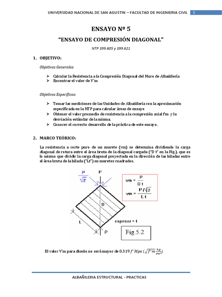 Resistencia a la Compresión Diagonal | PDF | Albañilería | Ingeniería