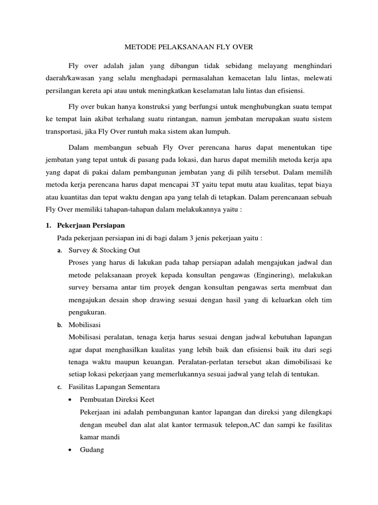 Metode Pelaksanaan Fly Over | PDF