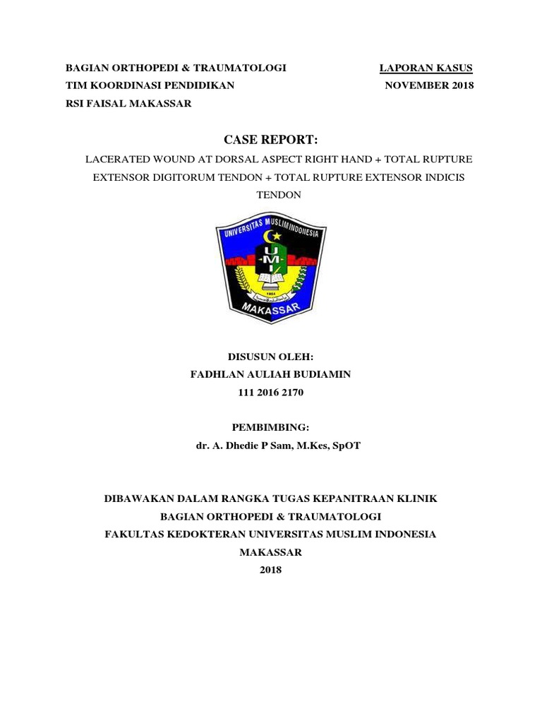 Ruptur Tendon Manus | PDF