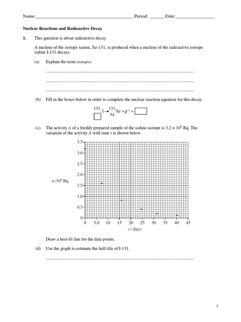 Practice - Nuclear Reactions - IB Questions | PDF | Collision ...