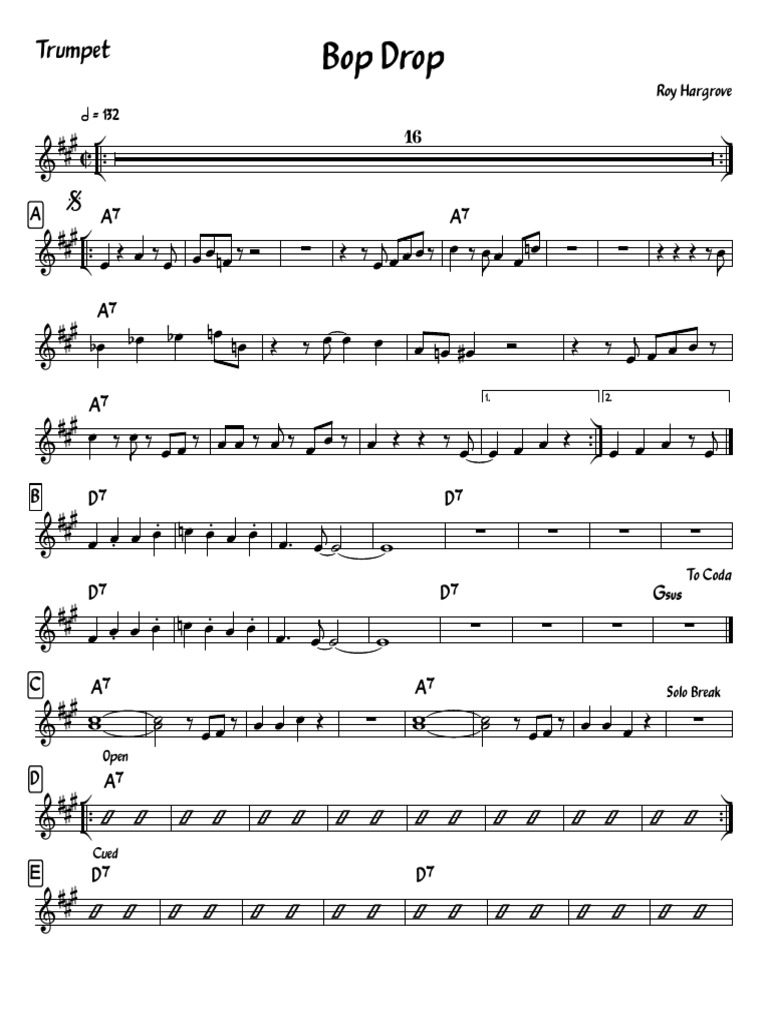Bop Drop Trumpet | PDF | Jazz | American Styles Of Music