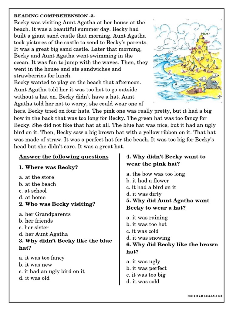 Answer The Following Questions 1. Where Was Becky? 4. Why Didn't Becky ...