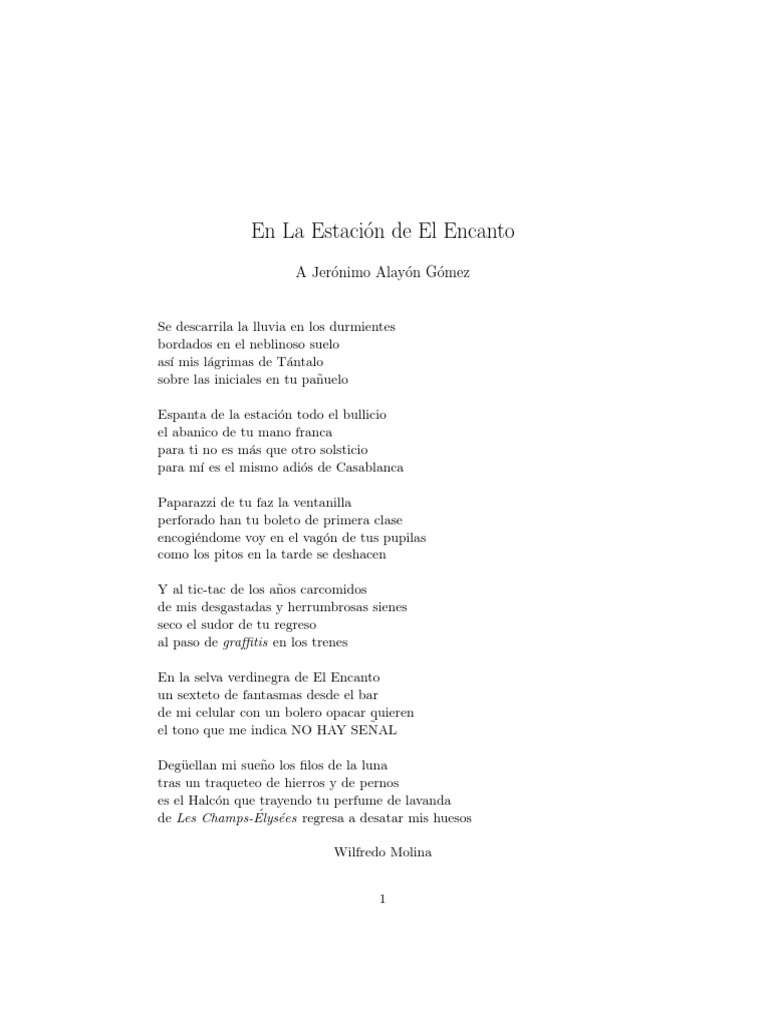 Poemas - en La Estacion Del Encanto - A Jeronimo Alayon Gomez | PDF
