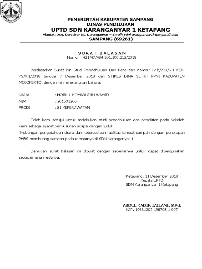 Contoh Surat Balasan | PDF