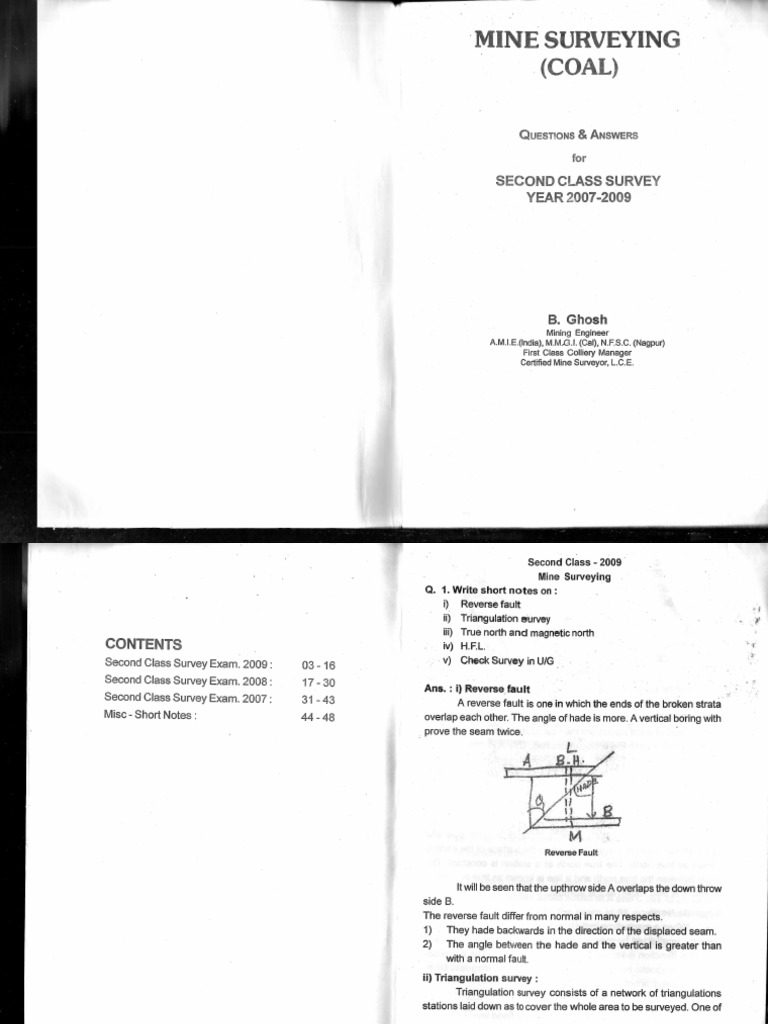 Mine Surveying (COAL) : Questions & Answers | PDF | Surveying | Triangle