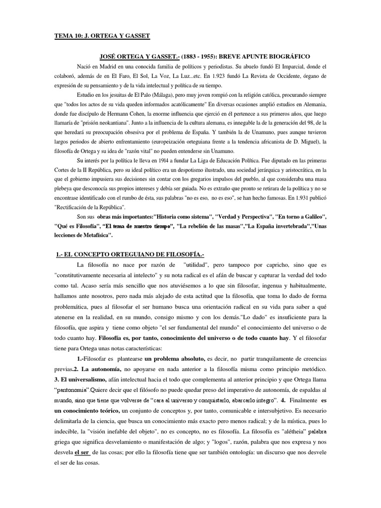 Resumen de Ortega y Gasset y Conceptos | PDF | Realismo filosófico | Realidad