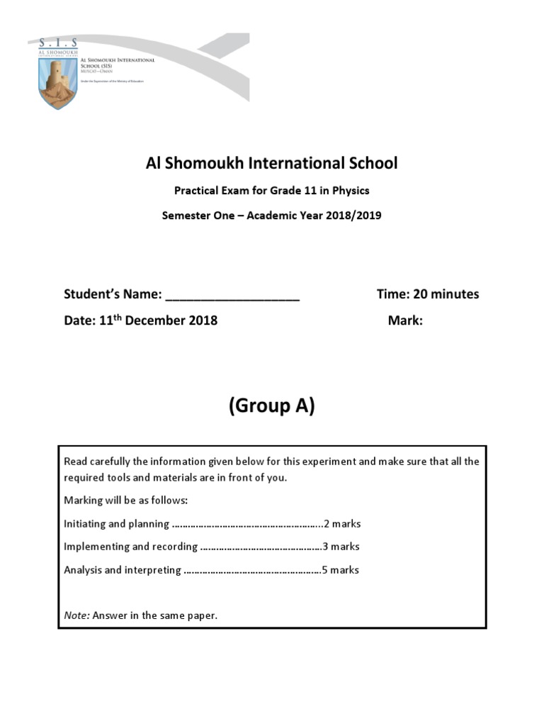 Gr12 Practical Exam A | PDF | Voltage | Resistor