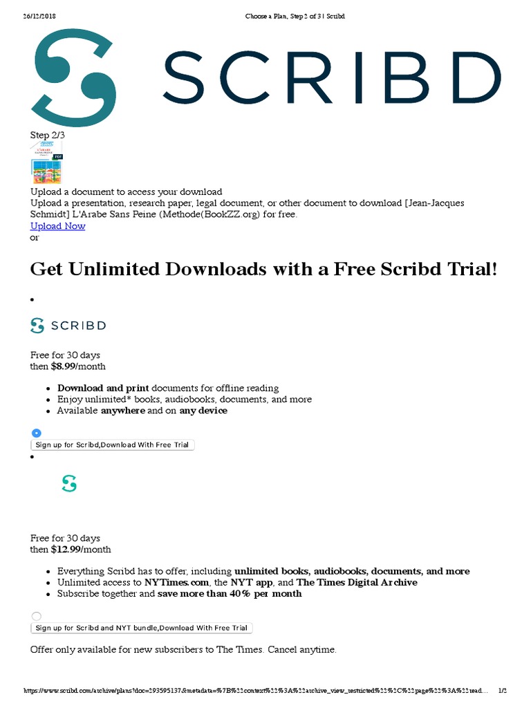 Get Unlimited Downloads With A Free Scribd Trial!: Upload Now | PDF
