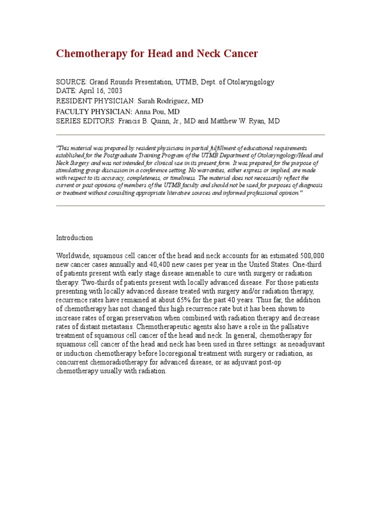 Chemotherapy For Head and Neck Cancer | PDF | Epidermal Growth Factor ...