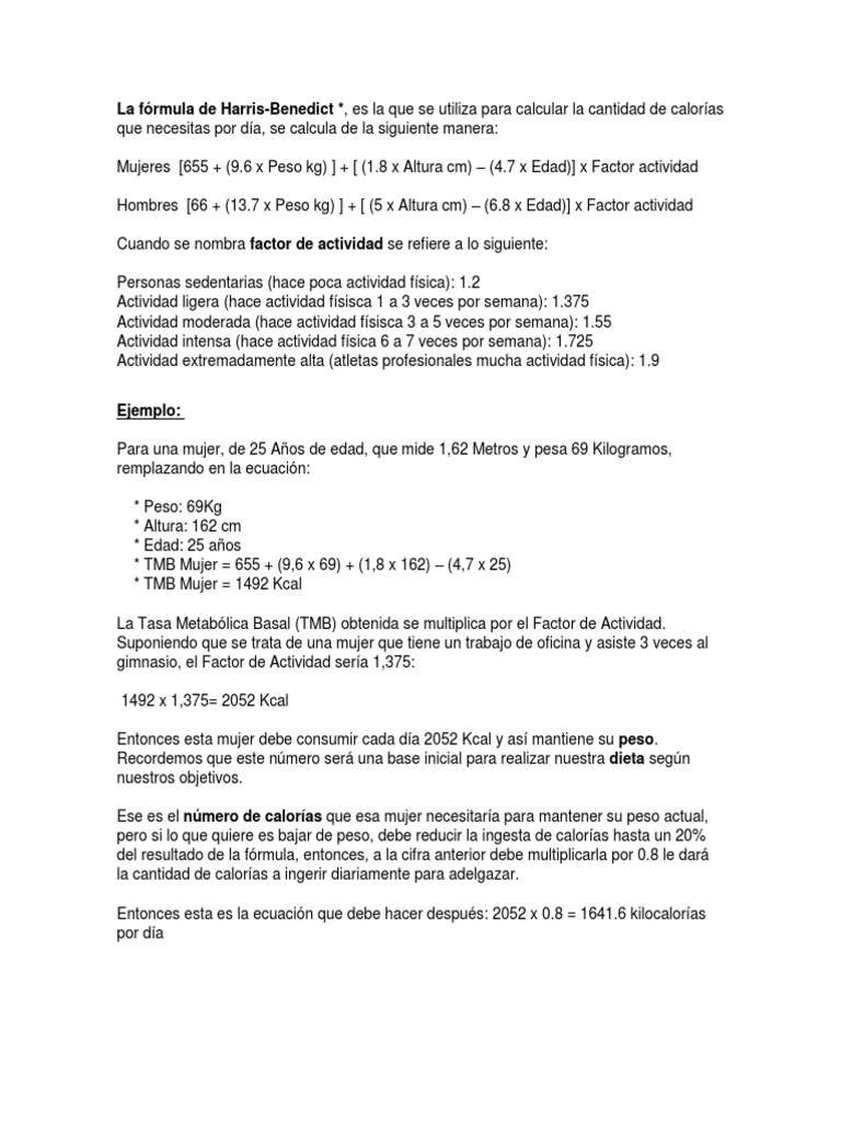 La Fórmula de Harris | PDF | Carbohidratos | Caloría