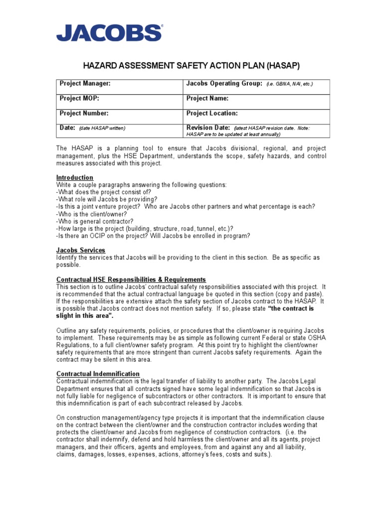 Hazard Assessment Safety Action Plan (Hasap) | PDF | Indemnity | Nature