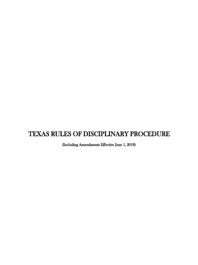 Texas Rules of Disciplinary Procedure Guide | PDF | Discovery (Law ...