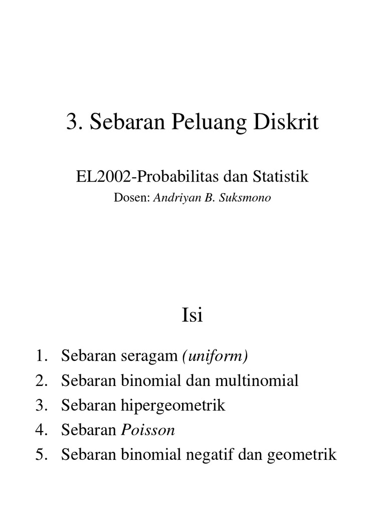 III. Sebaran Peluang Diskrit | PDF