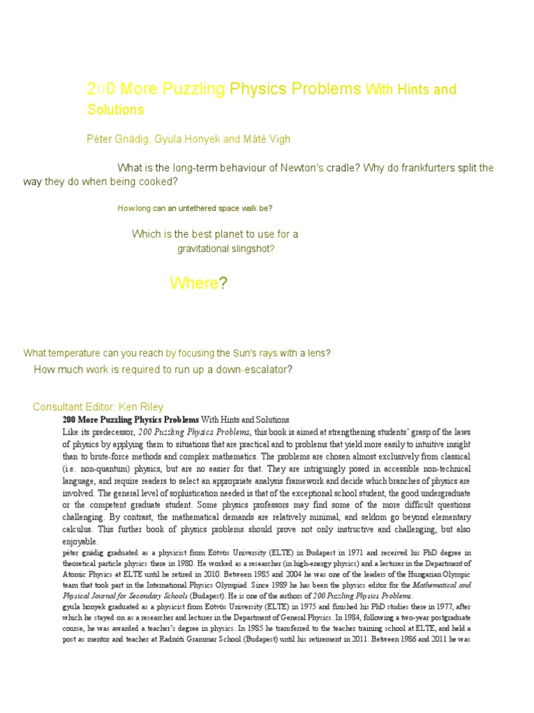 200 More Puzzling Physics-Aprofundamento | PDF | Orbit | Moon