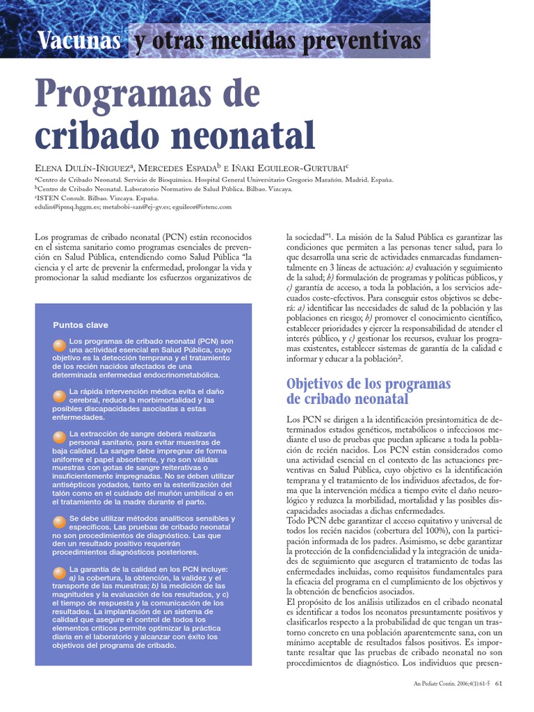 Cribado Neonatal | PDF | Infantes | Diagnostico medico